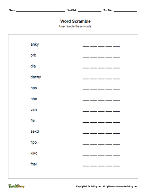 Word Scramble Puzzle Turtle Diary Worksheet Generator Word Scramble Puzzle Turtle Diary Worksheet Generator