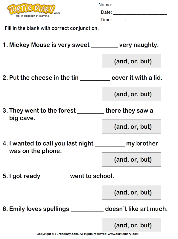 Choose The Correct Conjunction Turtle Diary Worksheet Choose The Correct Conjunction Turtle Diary Worksheet