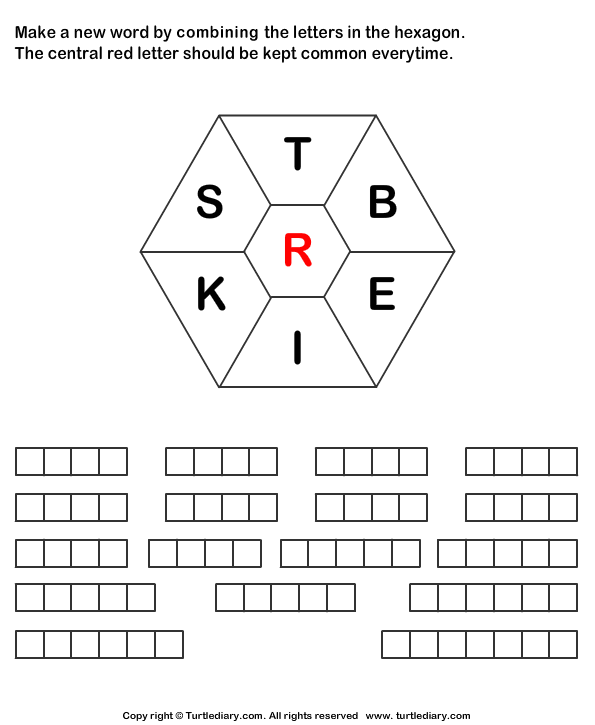 Make Words Using Letters T B E I K S R Turtle Diary Worksheet