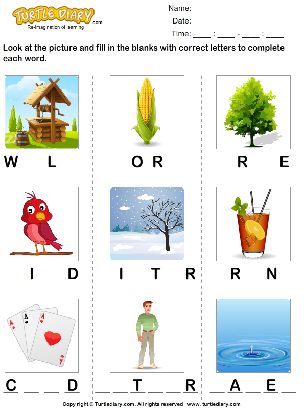 Complete The Words With Missing Letters Turtle Diary Worksheet Complete The Words With Missing Letters Turtle Diary Worksheet
